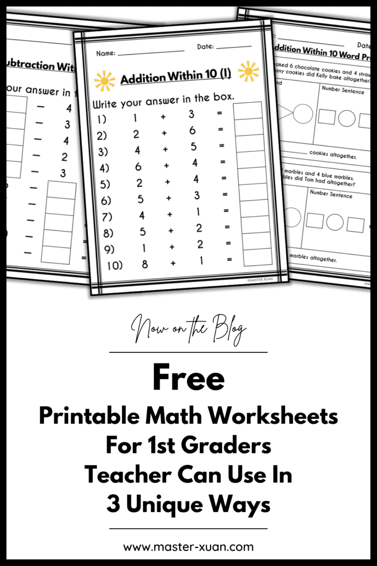 Free Printable Math Worksheets For 1st Graders Teacher Can Use In 3 ...