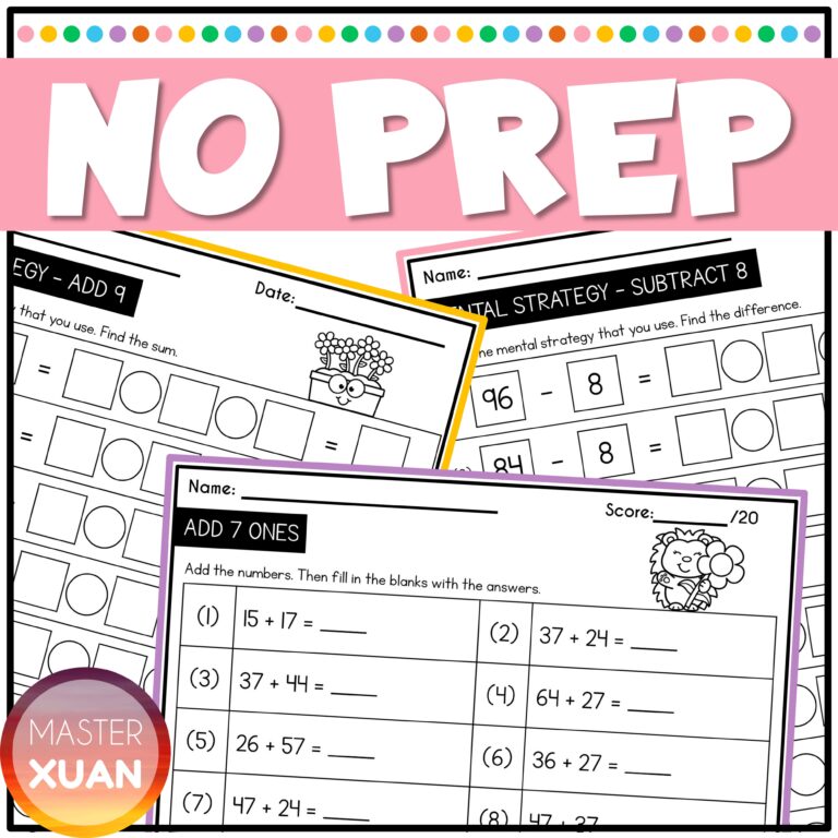 Free Mental Math Worksheets ~ Master Xuan
